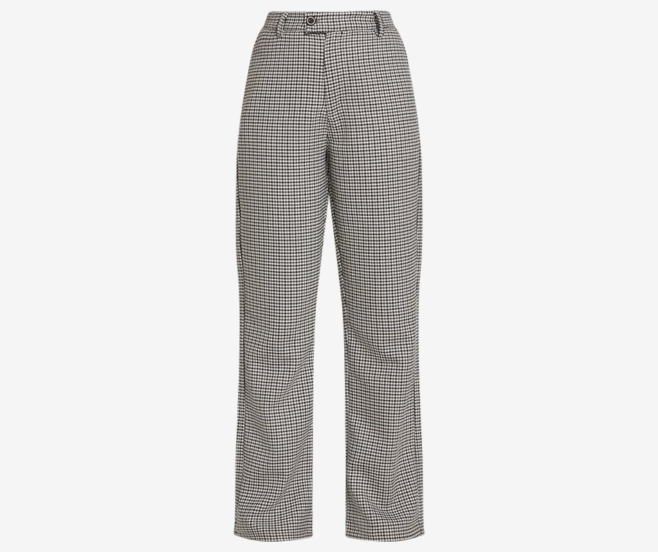 Flared Houndstooth Pattern Tailored Trousers | Strides Co